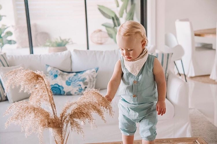 'Nomad' Button Up Romper - Duck Egg Blue – The Little Boho Co.